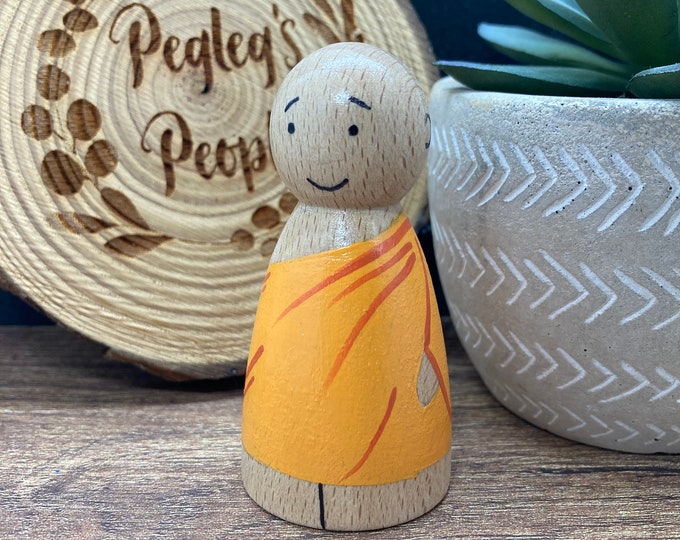 Buddhist Monk Peg Doll, Multicultural Dolls, World Religions, Inclusive ...