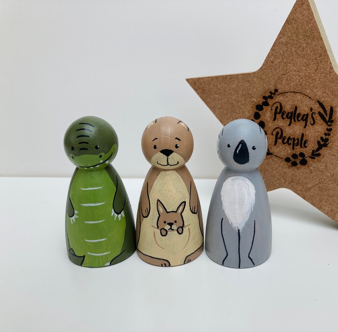 Animal Peg Dolls Zoo Animals Safari Peg Dolls Wooden - Etsy