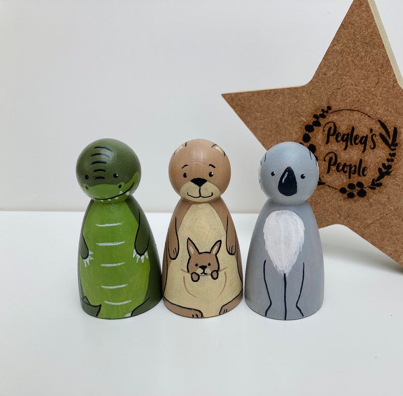 Animal Peg Dolls Zoo Animals Safari Peg Dolls Wooden - Etsy