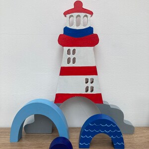 Stacking Lighthouse and Peg Dolls, Lighthouse Toy, Wooden Lighthouse ...