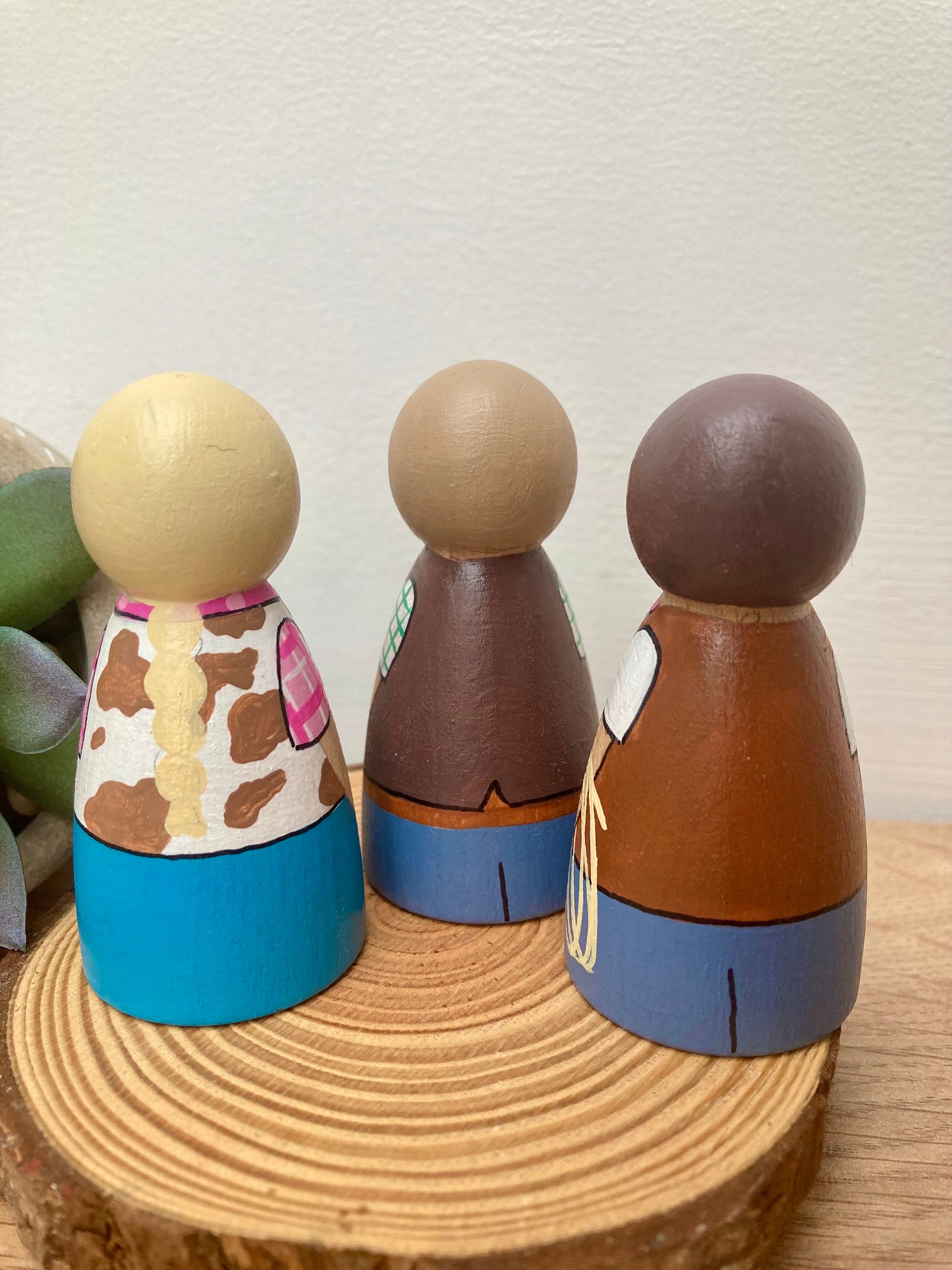 Cowboy Peg Dolls, Wild West Peg Dolls, Wooden Ranchero, Gift for Boys ...