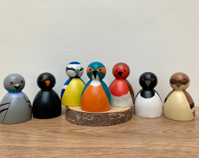 Bird Collection Peg Dolls/owl/blackbird/blue Tit/robin/early Years ...