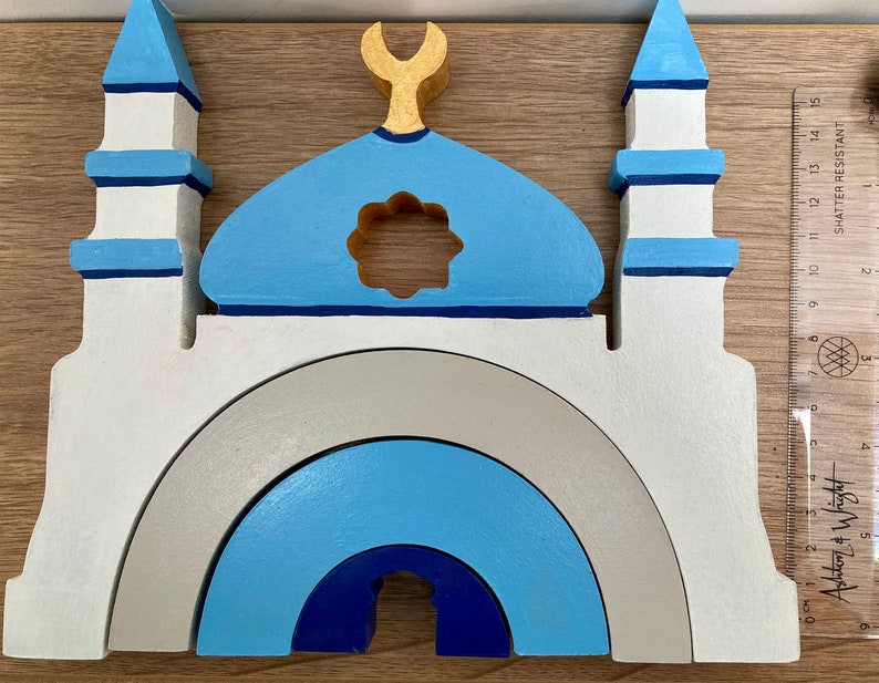 Wooden Toy Mosque, Wooden Masjid, Stacking Toys, Islamic Art, Religious ...