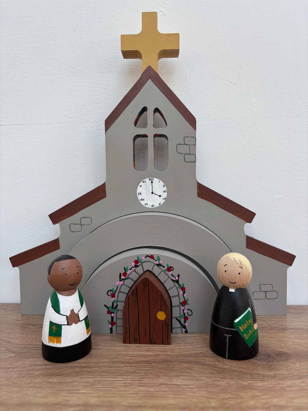 Wooden Toy Church, Pegdoll Church, Stacking Toys, Christian Art ...