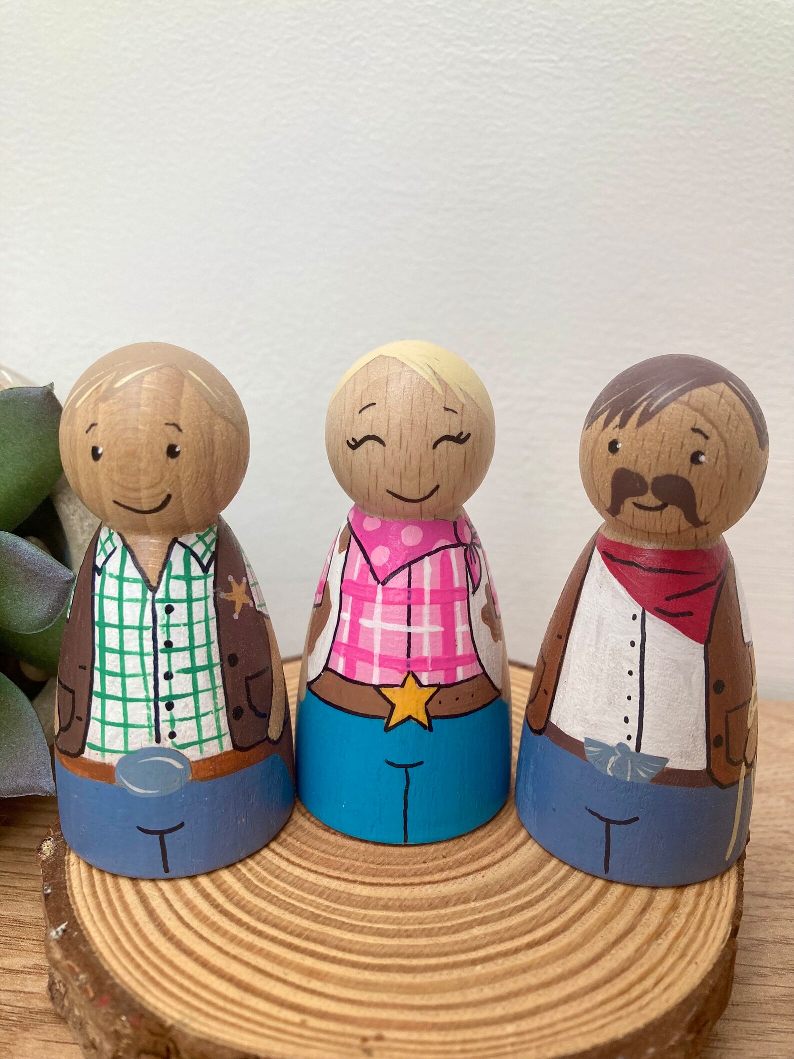 Cowboy Peg Dolls, Wild West Peg Dolls, Wooden Ranchero, Gift for Boys ...