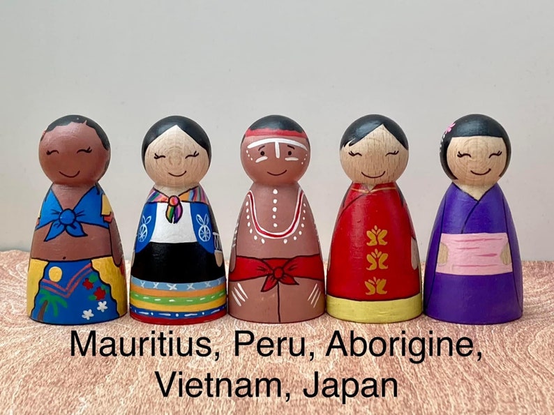 Multicultural Peg Dolls, International Traditional Costumes ...