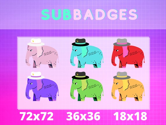 Fancy Elephant Sub Badges Twitch 6 Badges - Etsy