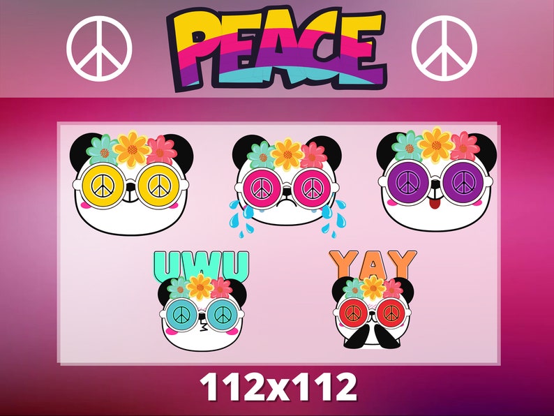 PEACE PANDA Emotes Happy, Cry, Lol, Uwu and Yay Twitch - Etsy