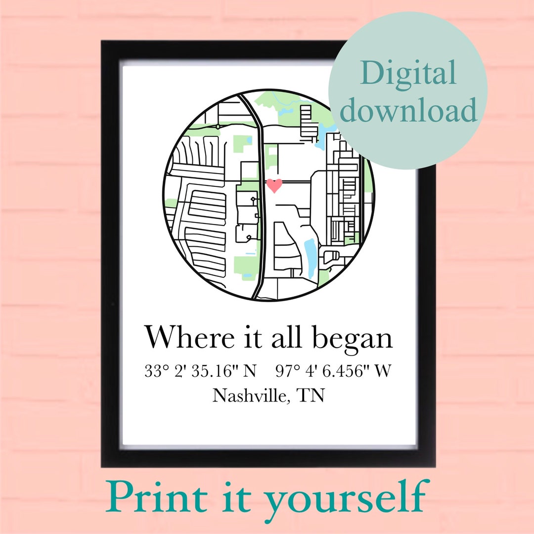 Where We Met Map First Date Map Valentines Day Gift - Etsy
