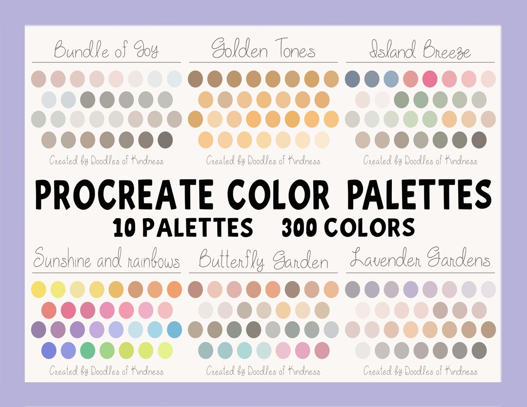 Procreate Color Palette Bundle 10 Color Palettes 300 Colors Color ...