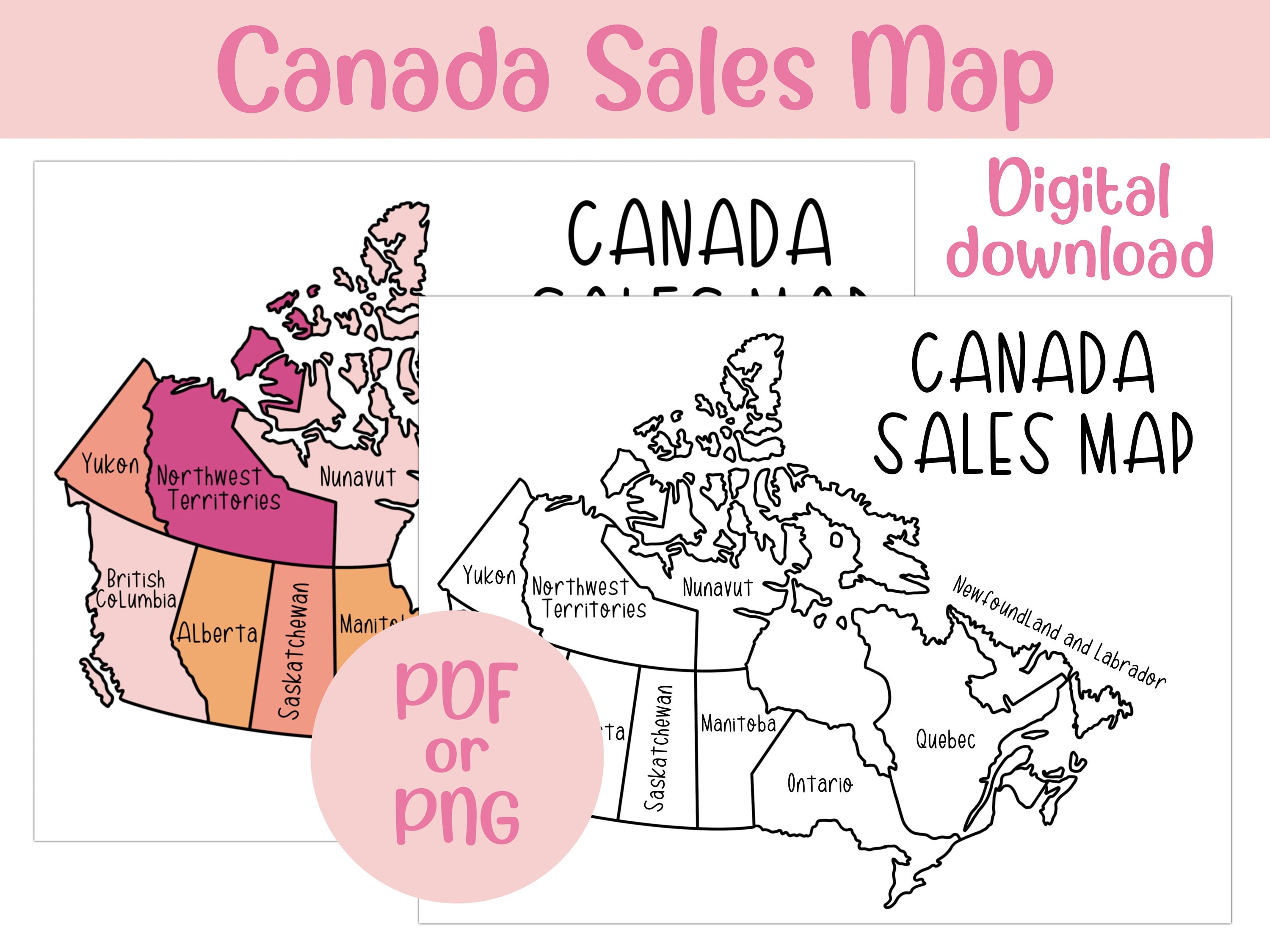 Canada Sales Map Canada Territories Map Tracker Sales Tracker Etsy ...