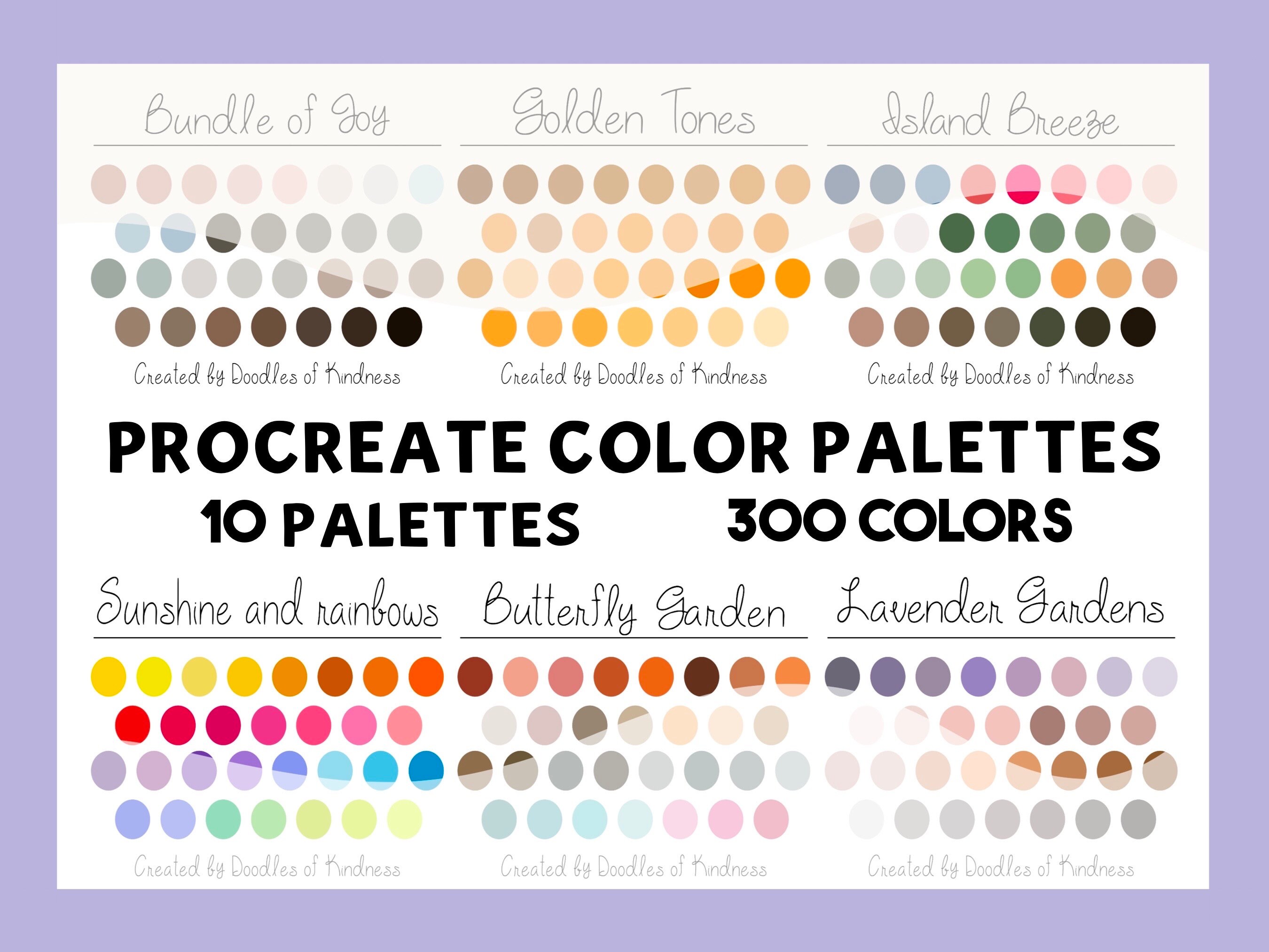 Procreate Color Palette Bundle 10 Color Palettes 300 Colors Color ...