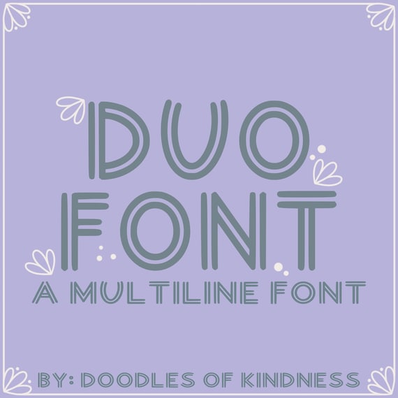 Duo Font Multiline Font for Procreate Line Font Round - Etsy