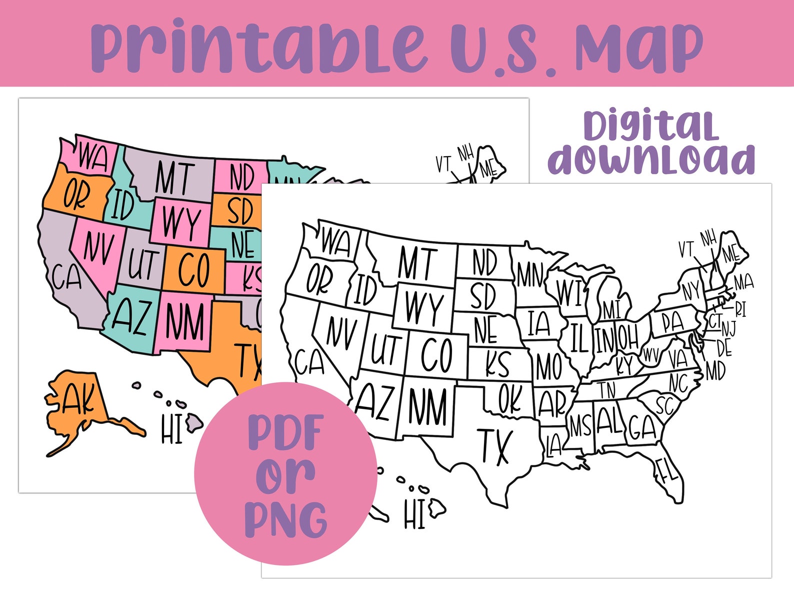 United States of America Map | Where I’ve Been Map | 50 States Map | US ...