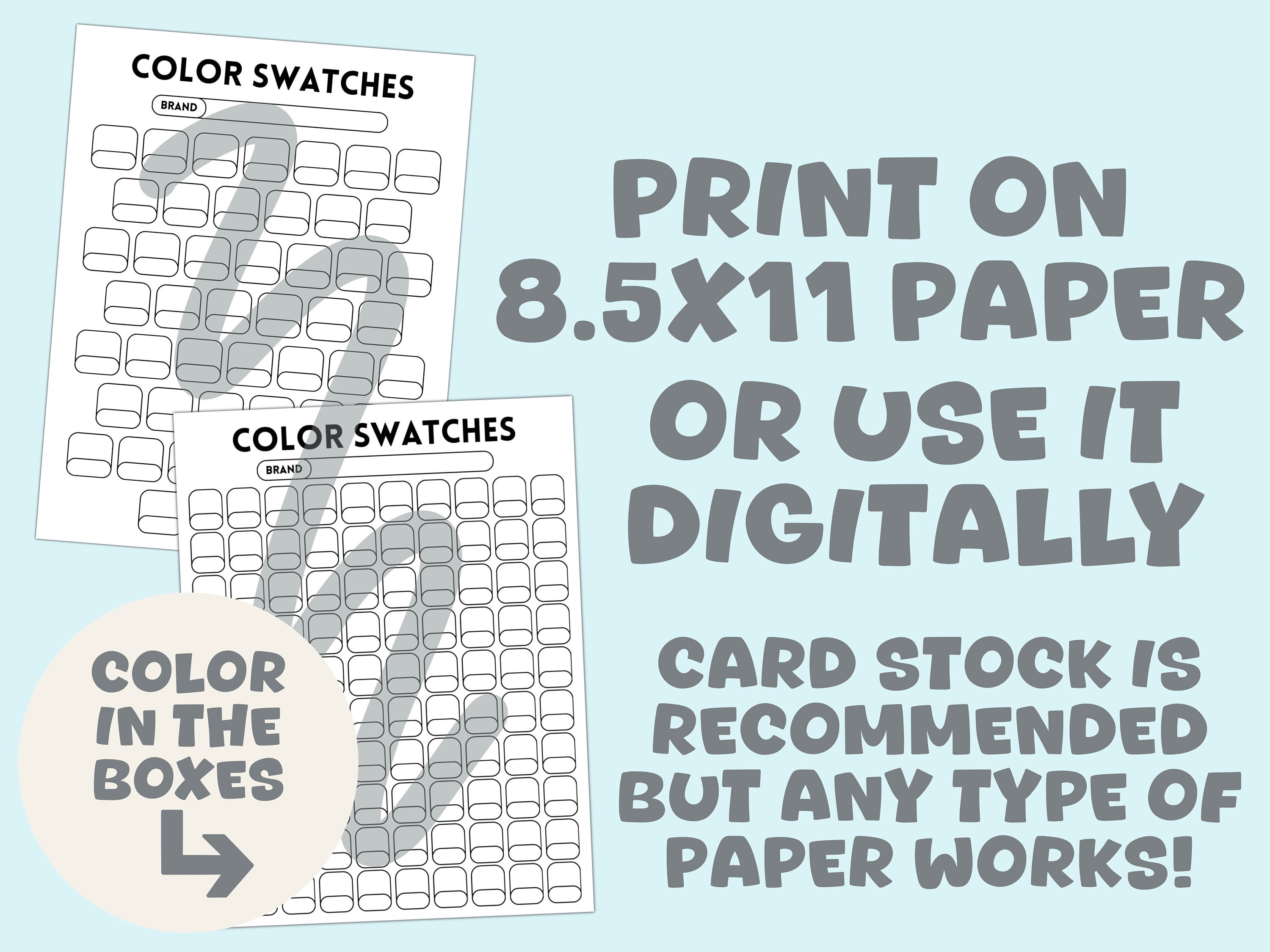 Color Swatch Chart | Color Swatch Template | DIY Color Swatch Marker ...