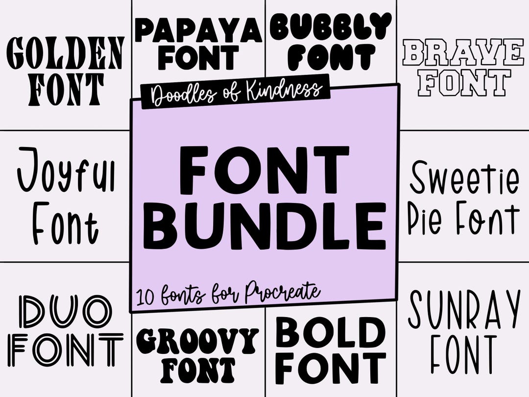 10 Pack Font Bundle for Procreate | Fonts for Procreate | Canva Font ...