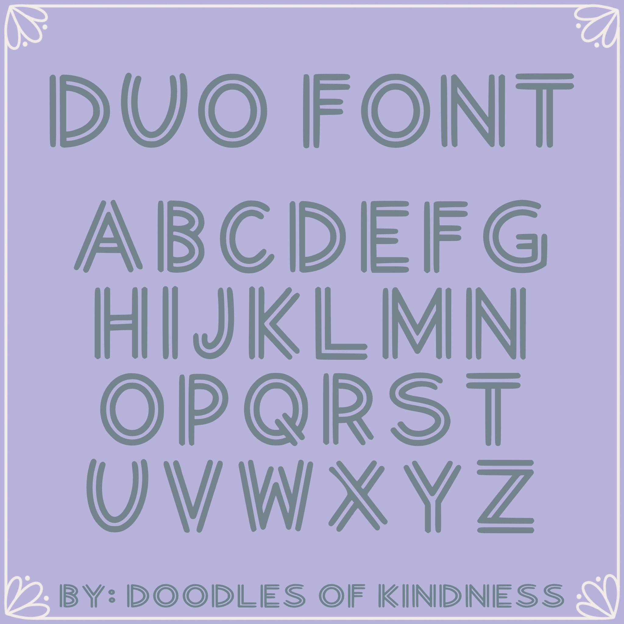 Duo Font | Multiline Font for Procreate | Line Font | Round Font ...