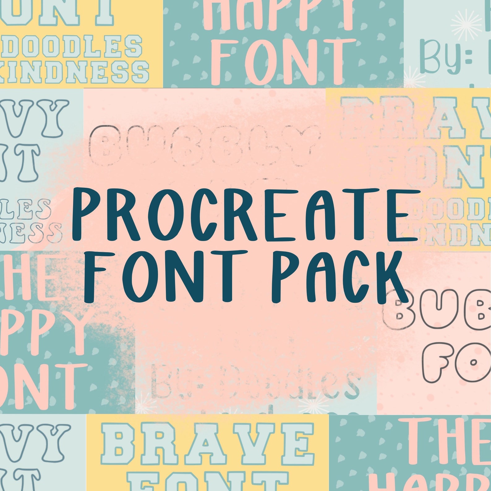 Procreate Font Pack by Doodles of Kindness | Etsy