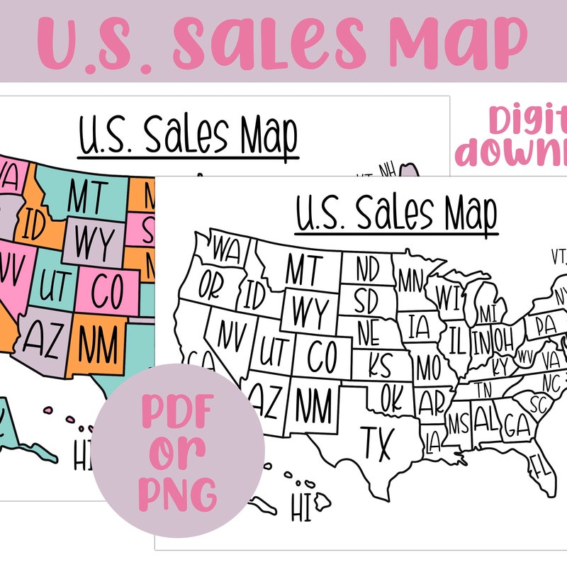 Printable Us Map With States Labeled - Etsy Canada