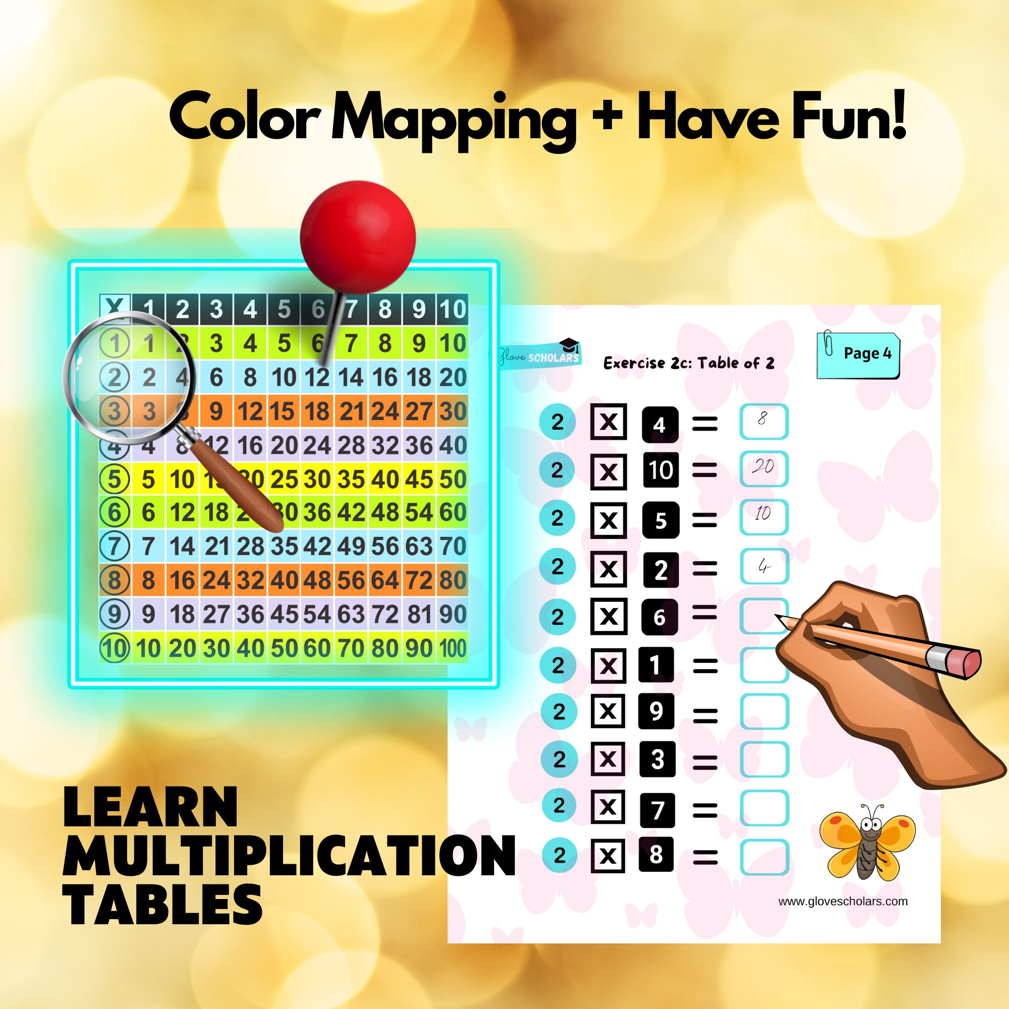 Multiplication Tables Practice Sheets Times Tables Sensory Colorful ...