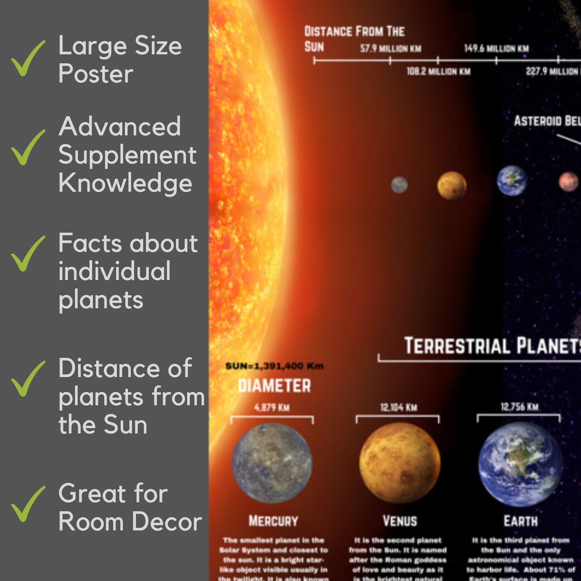 Solar System Large Poster 24x36 Thick & Durable - Etsy Canada