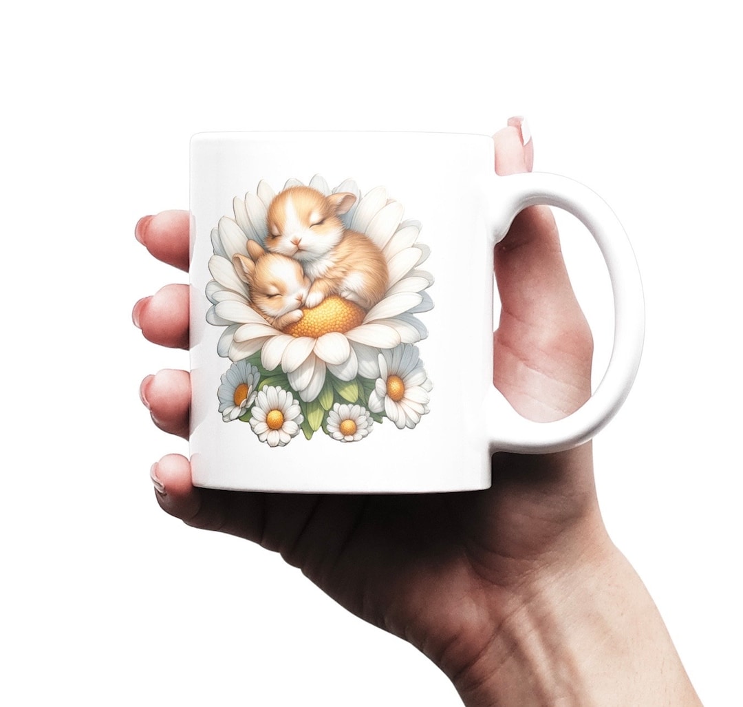 Bunnies Mug: Personalised Sleeping Rabbits Spring Design 11oz Ceramic ...