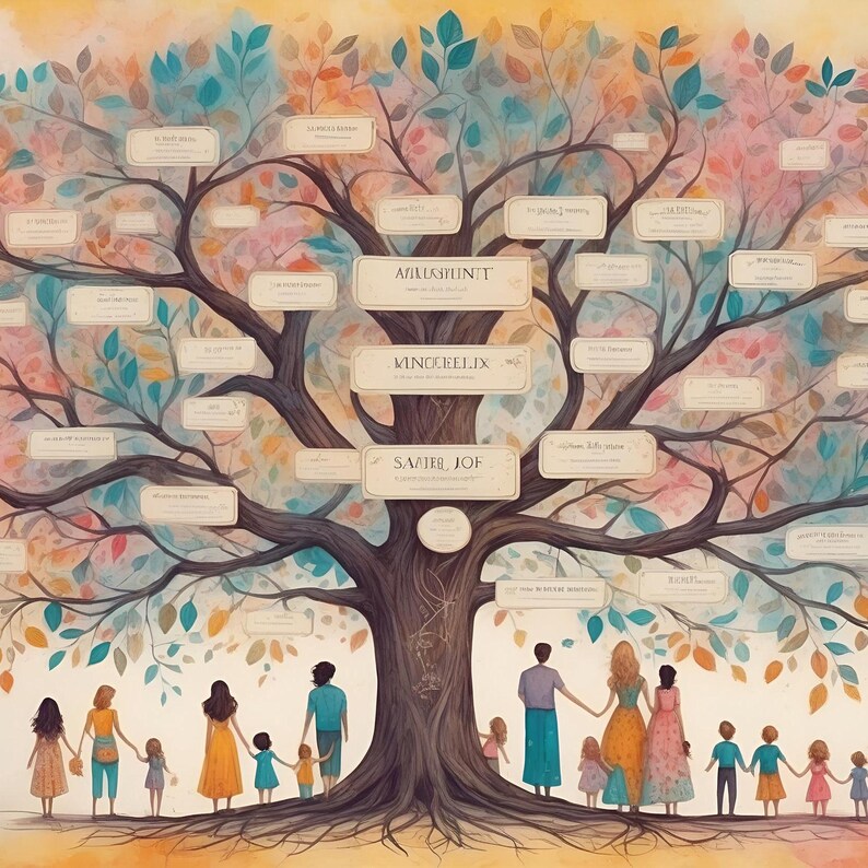 Family Ancestry Tree Backgrounds 24-pack Digital Download 14 X 11 ...