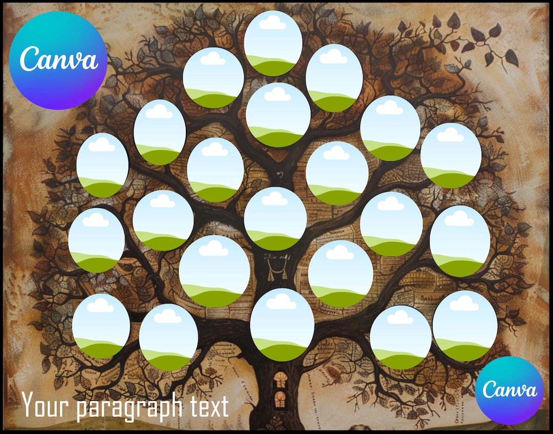 Rustic Family Ancestry Tree Editable With Canva 14 X 11 Landscape - Etsy