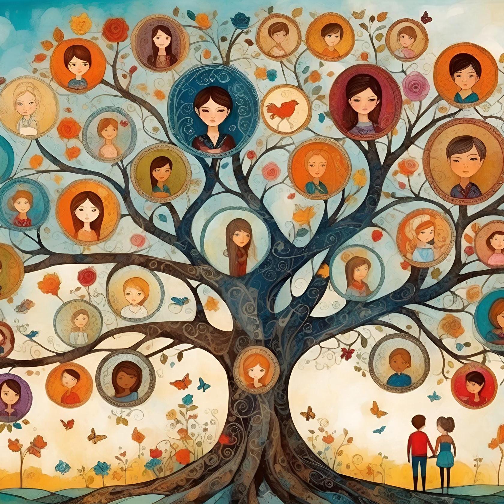 Family Ancestry Tree Backgrounds 24-pack Digital Download 14 X 11 ...