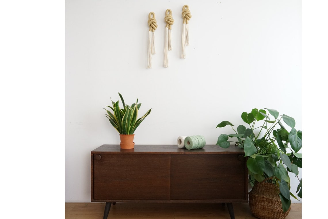 Macrame Wall Hanging - Wrapped Knot Wall Hanging- Modern Macrame Knot ...