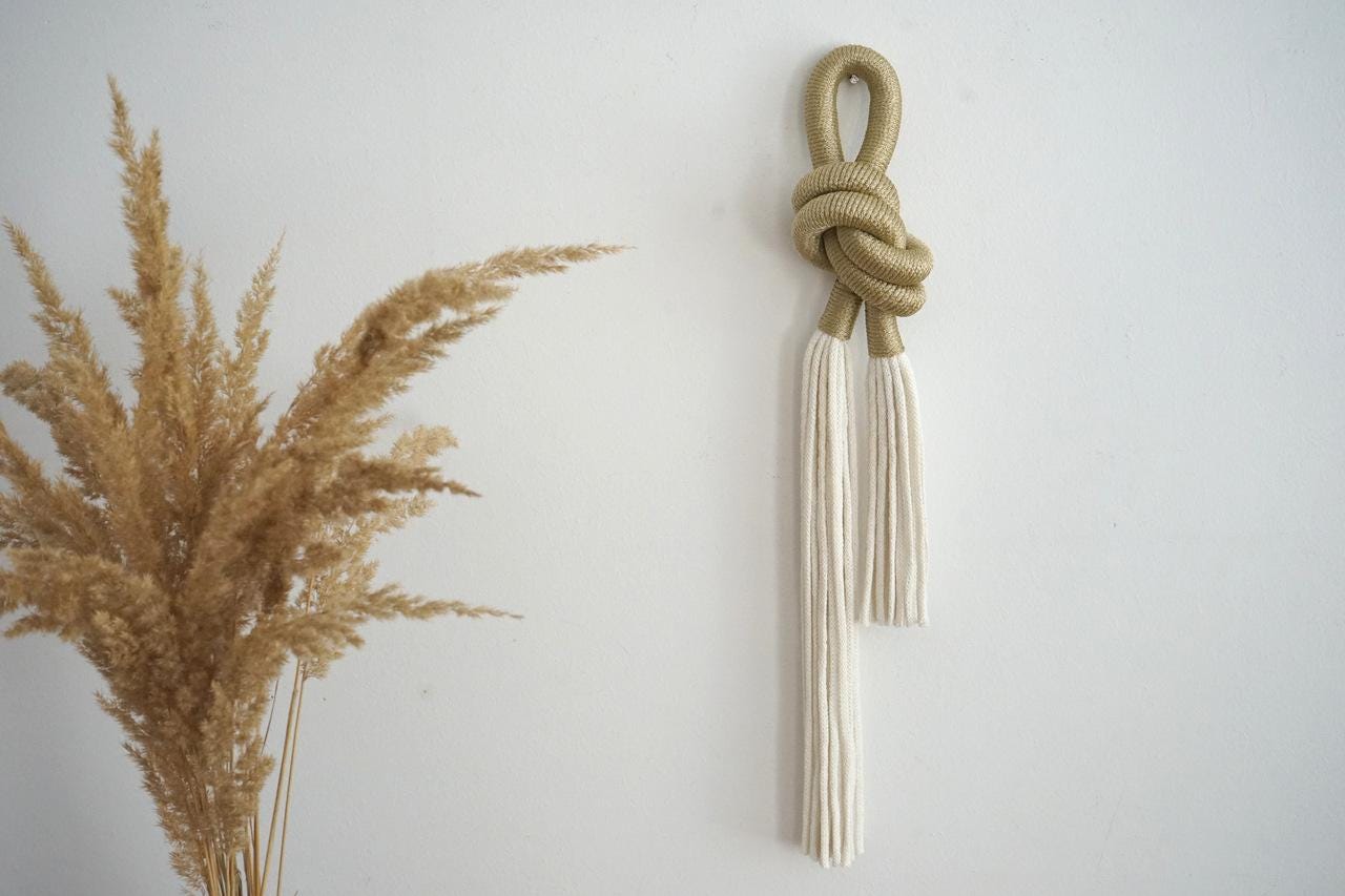 Macrame Wall Hanging - Wrapped Knot Wall Hanging- Modern Macrame Knot ...