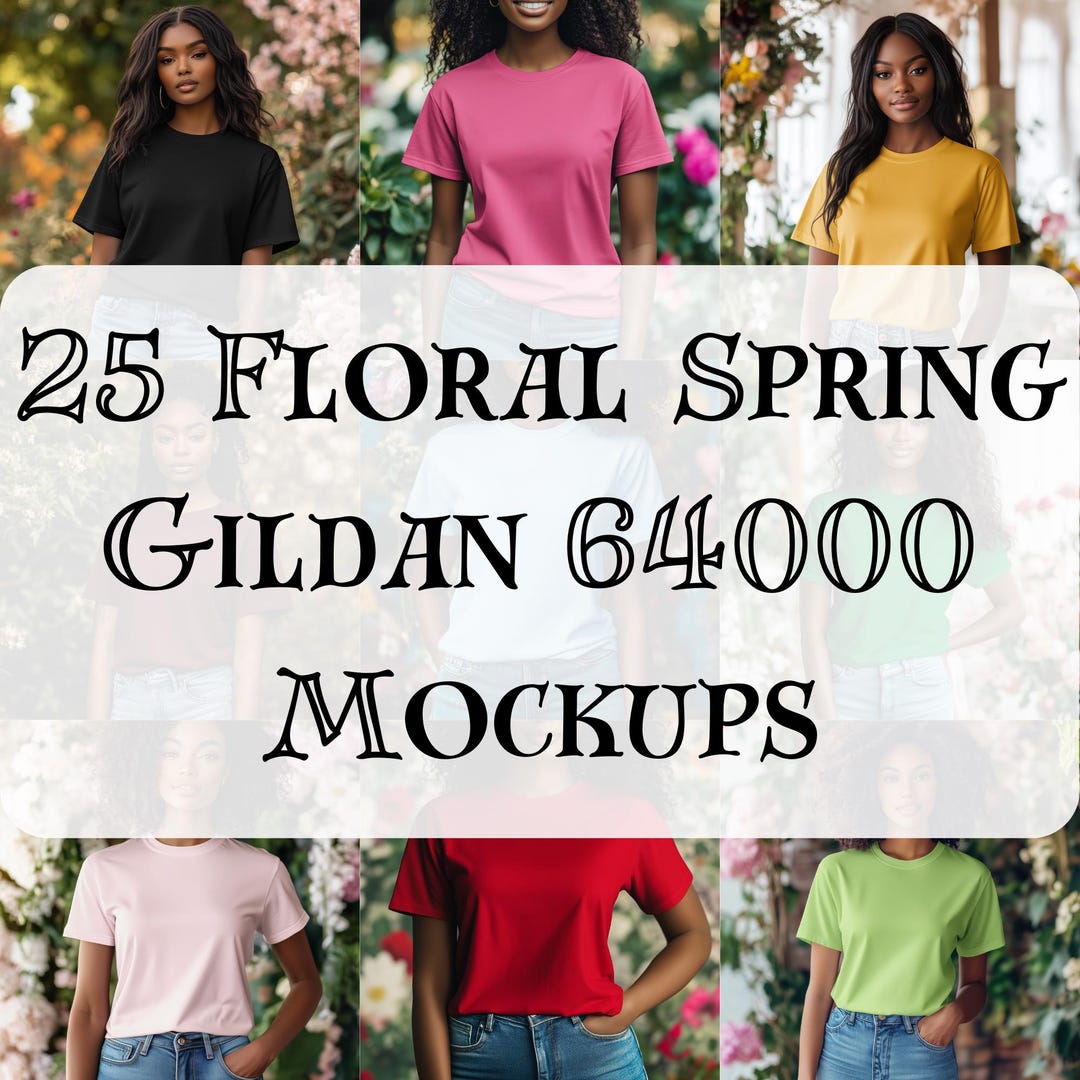 Spring Gildan 64000 Mockup Bundle| Print on Demand| Shirt Mockup Bundle ...