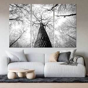 Tree Canvas Wall Art Black White Forest Printmodern Art Abstract Tree ...