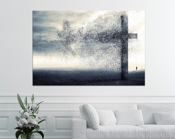Christian Wall Art Christian Print Cross and Dove Jesus Canvas Art Christian Home Decor ...