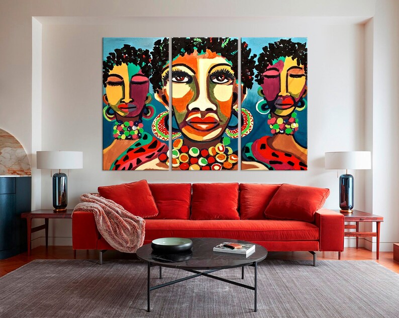 African American Art Black Woman Canvas Print Colorful African - Etsy