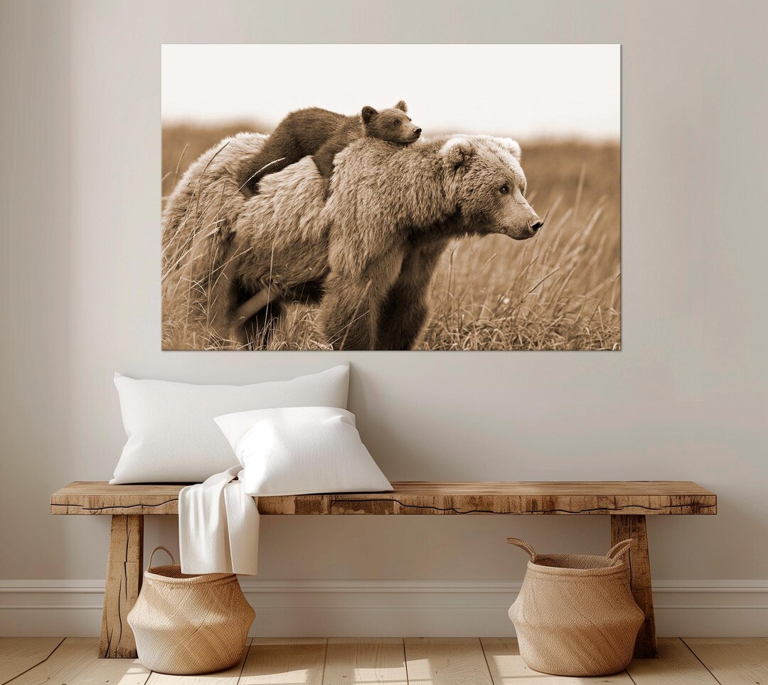 Bear Canvas Wall Art Bear Cub Print Nursery Wall Decor Brown Bear Funny ...