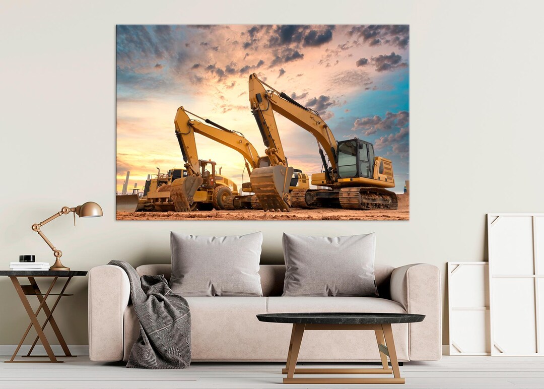Excavator Canvas Wall Art Excavator Print Gift Technics Art Vehicles ...