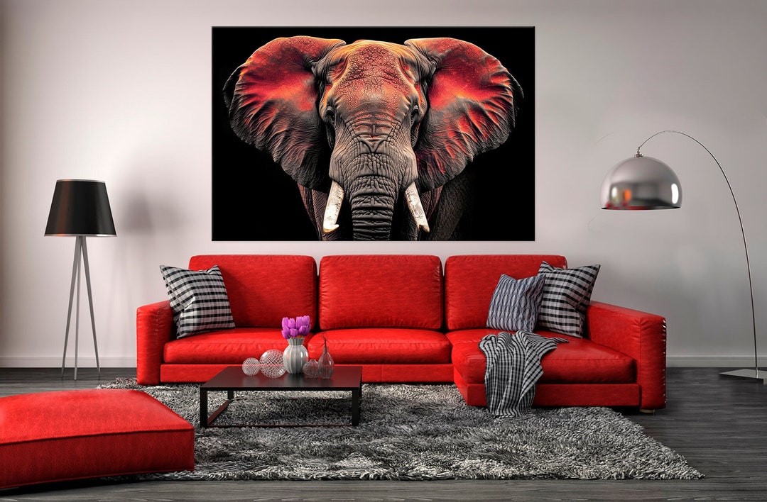 Elephant Canvas Wall Art Elephant Print African Elephant Animal Man ...