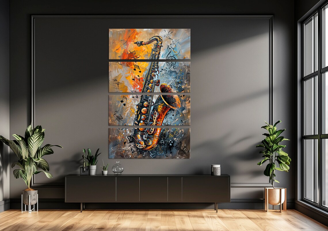 Abstract Saxophone Canvas Print: Modern Music Wall Art, Ready to Hang ...