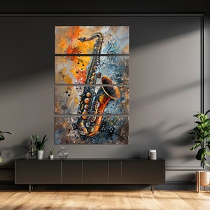 Abstract Saxophone Canvas Print: Modern Music Wall Art, Ready to Hang ...