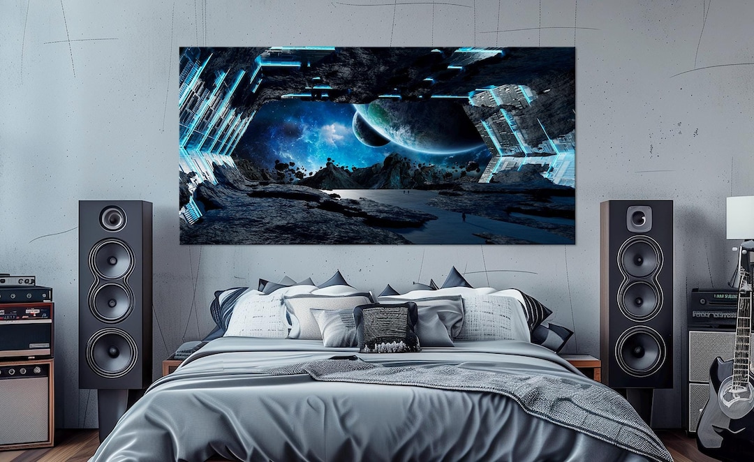 Spaceship Canvas Wall Art Space Print Game Room Decor Space Gifts ...
