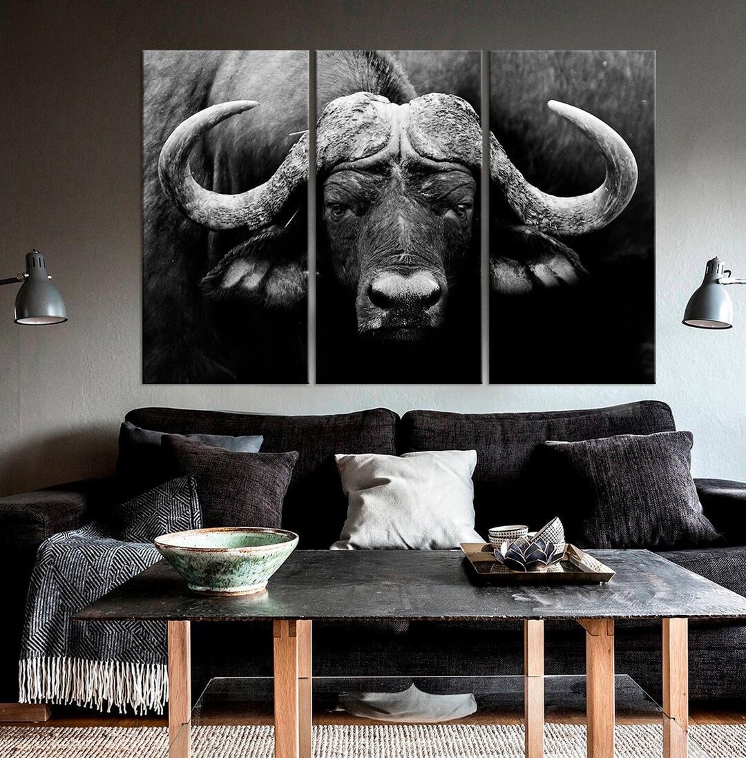 African Cape Buffalo Canvas Print Wildlife Art Buffalo Horns Farmhouse ...
