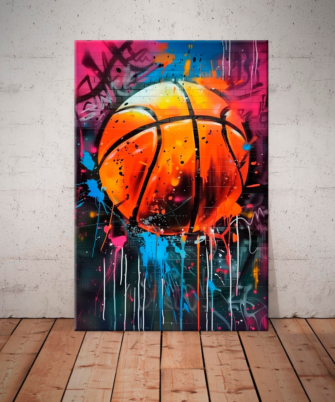 Basketball Graffiti Canvas Wall Art Street Art Print Sport Wall Decor ...