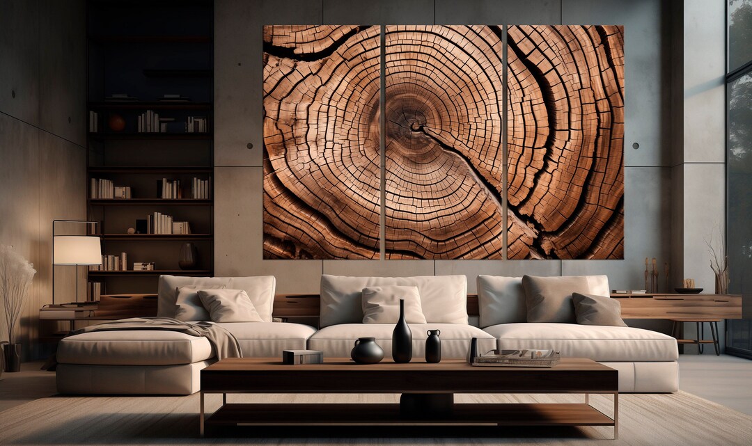 Tree Ring Canvas Wall Art Wood Crack Print Farmhouse Decor Abstract ...