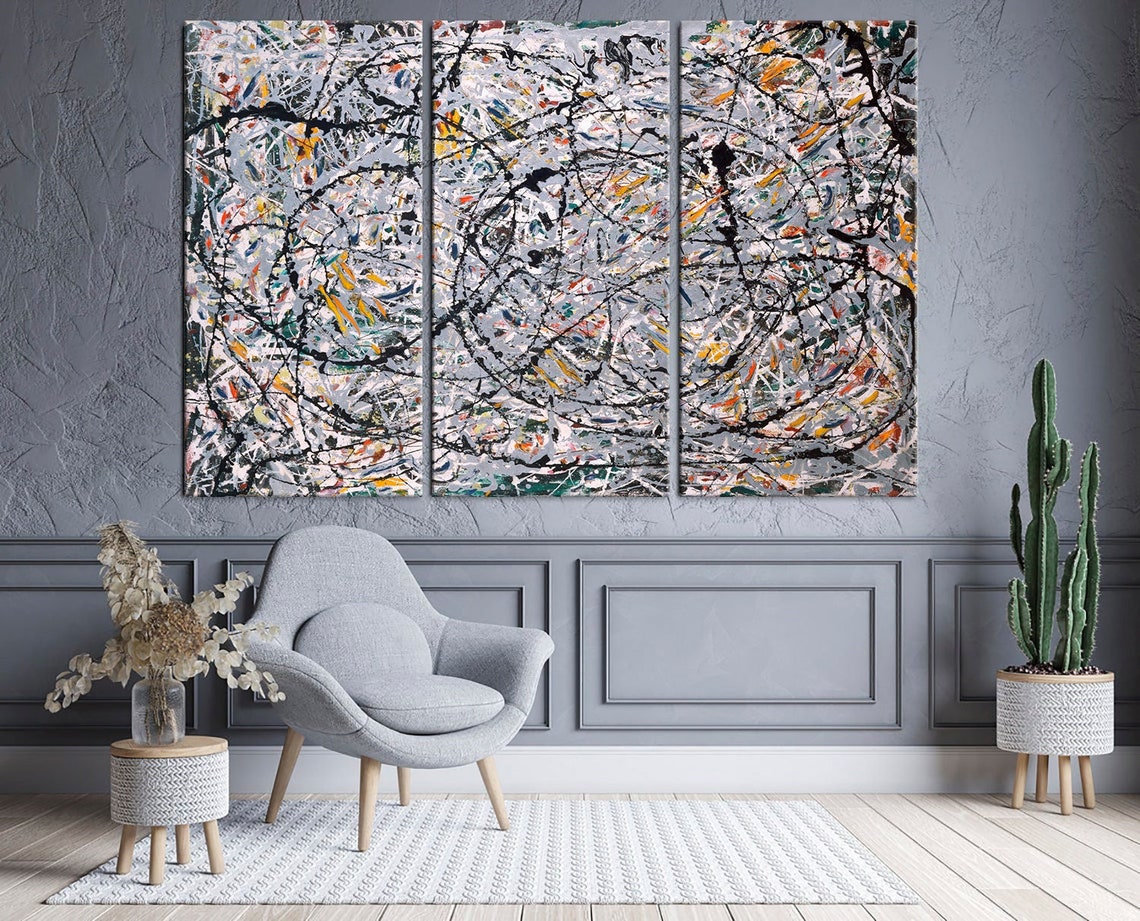 Jackson Pollock Watery Paths Canvas Wall Art Abstract Art Print Modern Abstract Painting Office ...