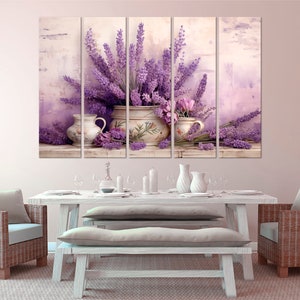 Lavender Flowers Canvas Wall Art Lavender Painting Print Rustic Home ...