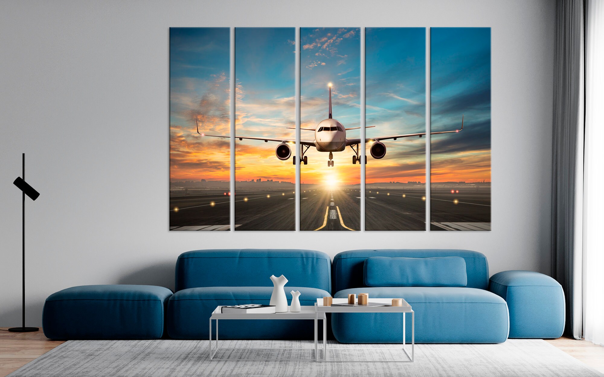 Airplane Canvas Wall Art Aviation Gift Runway Print Transportation ...