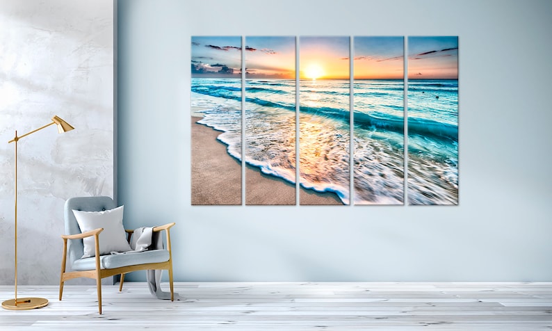 Ocean Beach Canvas Print Sunset Wall Art Sunrise Large Canvas - Etsy