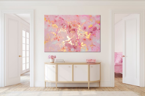 Abstract Wall Art Pink Gold Canvas Print Luxury Wall Art Multi - Etsy