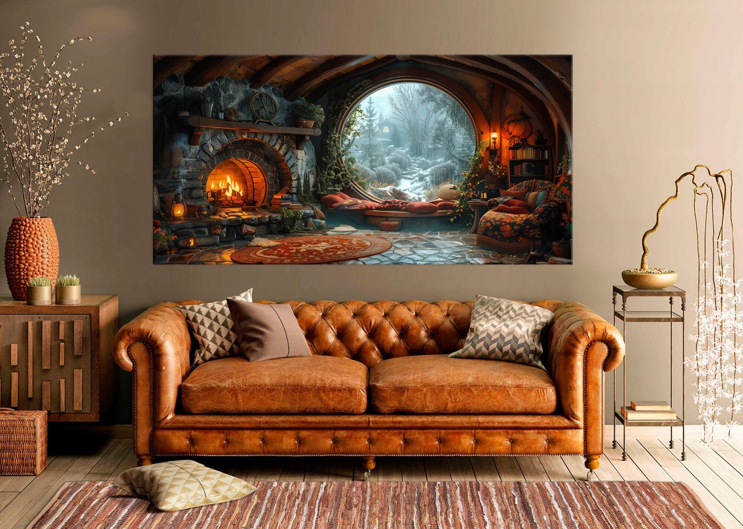 Hobbit Canvas Wall Art Hobbit Hole Print Hobbit House Fireplace Wall ...